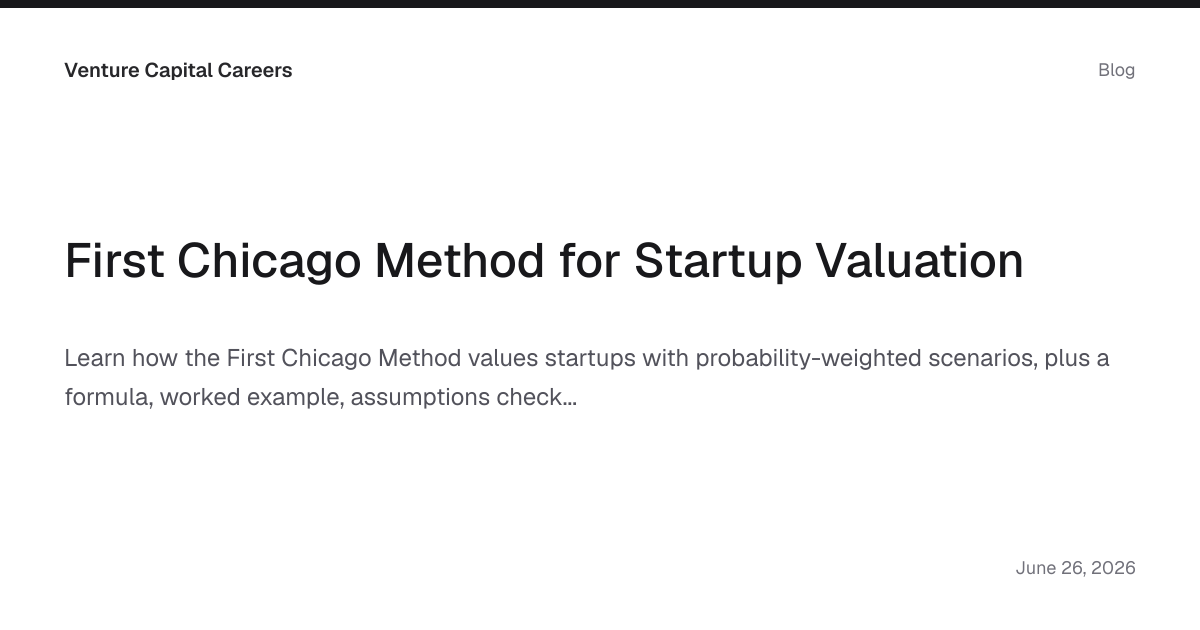 First Chicago Method for Startup Valuation | Venture Capital Careers
