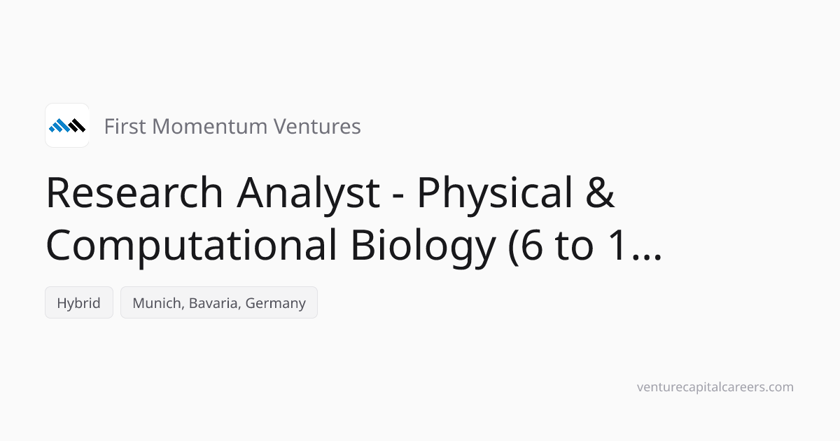 Research Analyst - Physical & Computational Biology (6 to 12 months ...