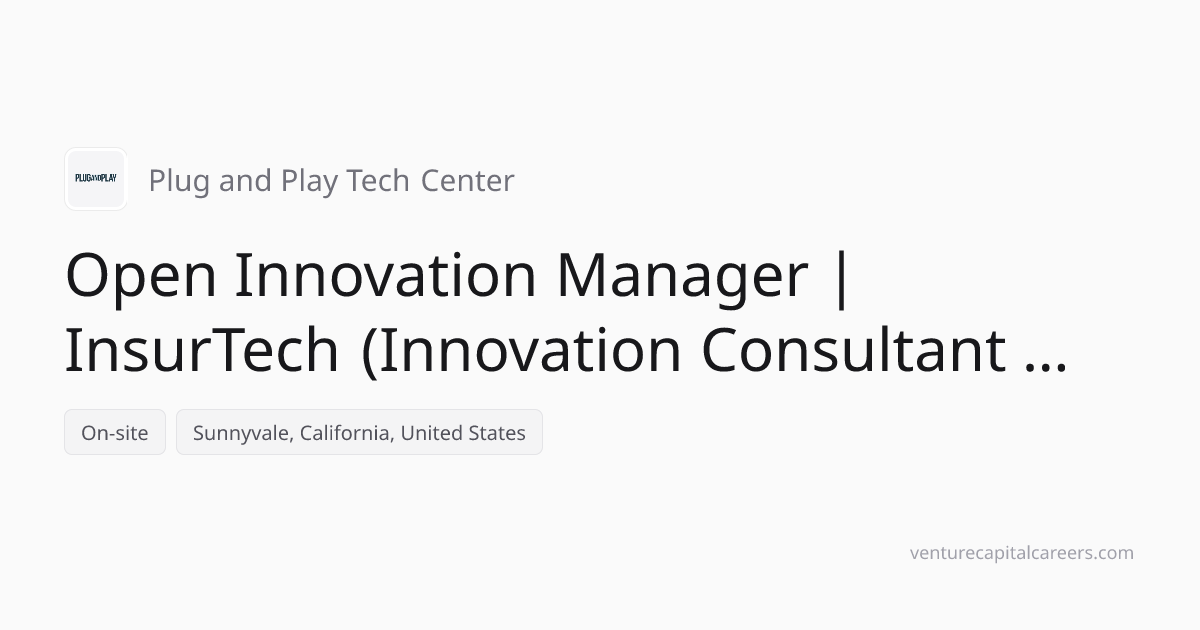 Open Innovation Manager | InsurTech (Innovation Consultant background ...