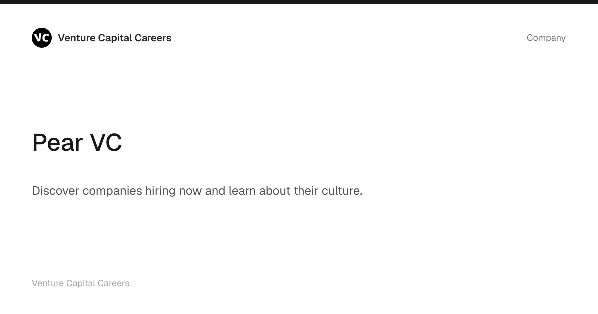 Pear VC | Venture Capital Careers