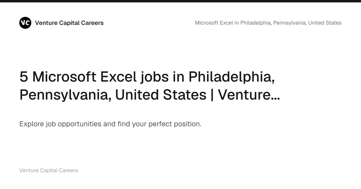 5 Microsoft Excel jobs in Philadelphia, Pennsylvania, United States ...